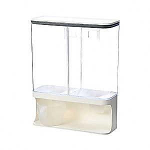 Dry Grain & Rice Storage Container and Dispenser for Pantry and Kitchen Countertop | 3.17 Quart Wall-Mounted Food Organizer and Container for Rice, Coffee, and Other Small Grains