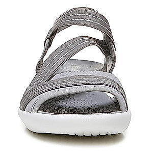 BZees Womens Chance Strappy Sandal Silver Shimmer 6.5 M