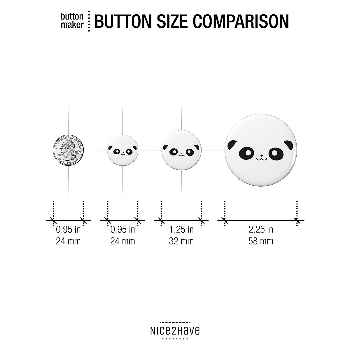 Nice2Have 25 Sets of Bottle Opener Button Parts 2.25 inch (58mm) - Button Maker Supplies for Button Maker Machine