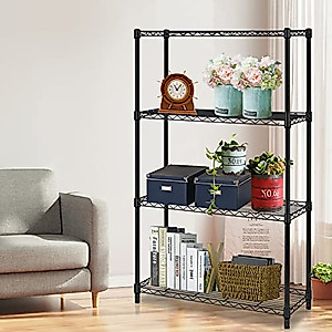 NChanmar 4 Tier Wire Shelving Unit Storage Shelves Shelf Organizer 54"x36"x14" Heavy Duty Metal Storage Rack Wire Rack NSF Height Adjustable for Laundry Bathroom Kitchen Garage Shelving (Black)
