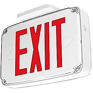 LED ENERGY PLUS Wet Location Red Exterior Weatherproof Outdoor LED Exit Sign with 90 Minutes Battery Backup AC 120V/277V UL Listed