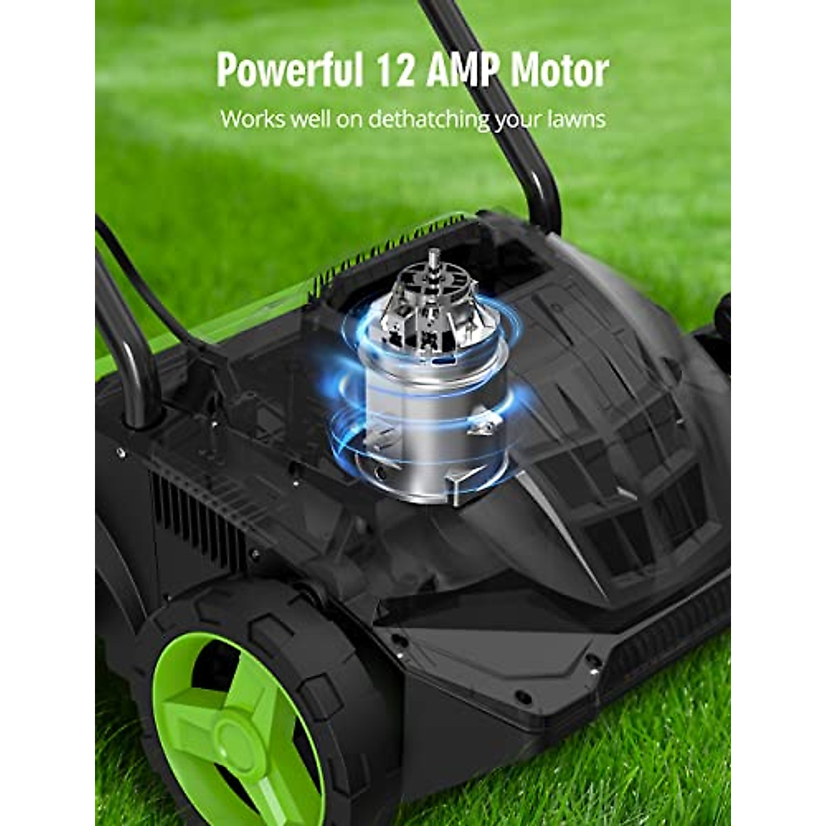 SWIPESMITH 13-Inch 12 Amp Electric Dethatcher Scarifier, 2-in-1 Lawn Dethatcher with Two Safety Switches, 4-Position Depth Adjustment, Scarifier with Foldable Handle, for Lawn, Garden, Yard