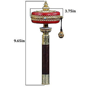 Om Mani Padme Hum Prayer Wheel, Premium Hand Held Tibetan Buddhist Copper Handmade Prayer Wheel with Mantra Scroll, Buddha Religion Scriptures Prayer Wheel for Spiritual Blessing,Meditation&Relaxation