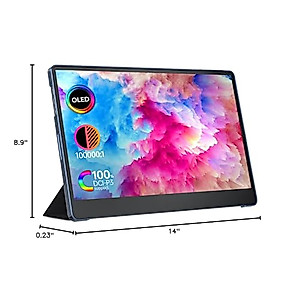 kksmart Portable Monitor 15.6 inch OLED Travel Monitor 1080P HDMI USB-C 100% DCI-P3 1MS 100000:1 Portable Monitor for Laptop, with Cover