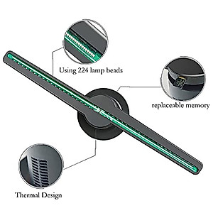 DNIER 3D Hologram Fan, Hologram Fan 16.53" Holographic Fan Display WiFi Real-Time Projection, Multiple Splicing