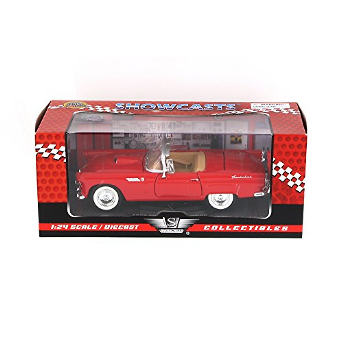 1956 Ford Thunderbird Convertible, Red - Motormax 73215 - 1/24 scale Diecast Model Toy Car