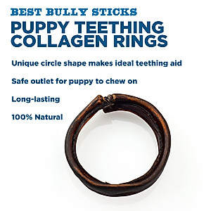 Best Bully Sticks All Natural Thick Ring Collagen Chews Easily digestible, Limited Ingredient, Rawhide Alternative Dog Chew - Free-Range Grass-Fed Beef Dog Treats - 10 Pack
