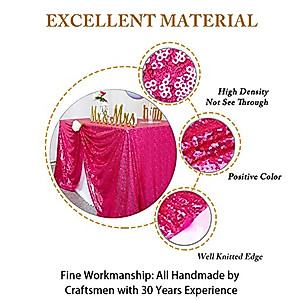 ShinyBeauty Hot Pink Sequin Tablecloth Rectangle 60inx102in Sequin Tablecloth for Wedding/Party-Fuchsia