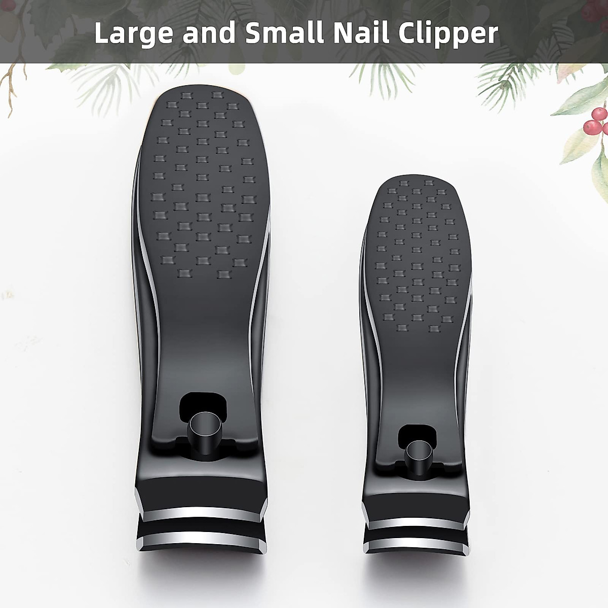 2PCS Professional Nail Clippers Set, Ultra Sharp Sturdy Fingernail and Toenail Clipper, Large & Small Nail Cutter for Thick Nails with leather case, Best Travel and Gift Nail Clipper for Men and Women