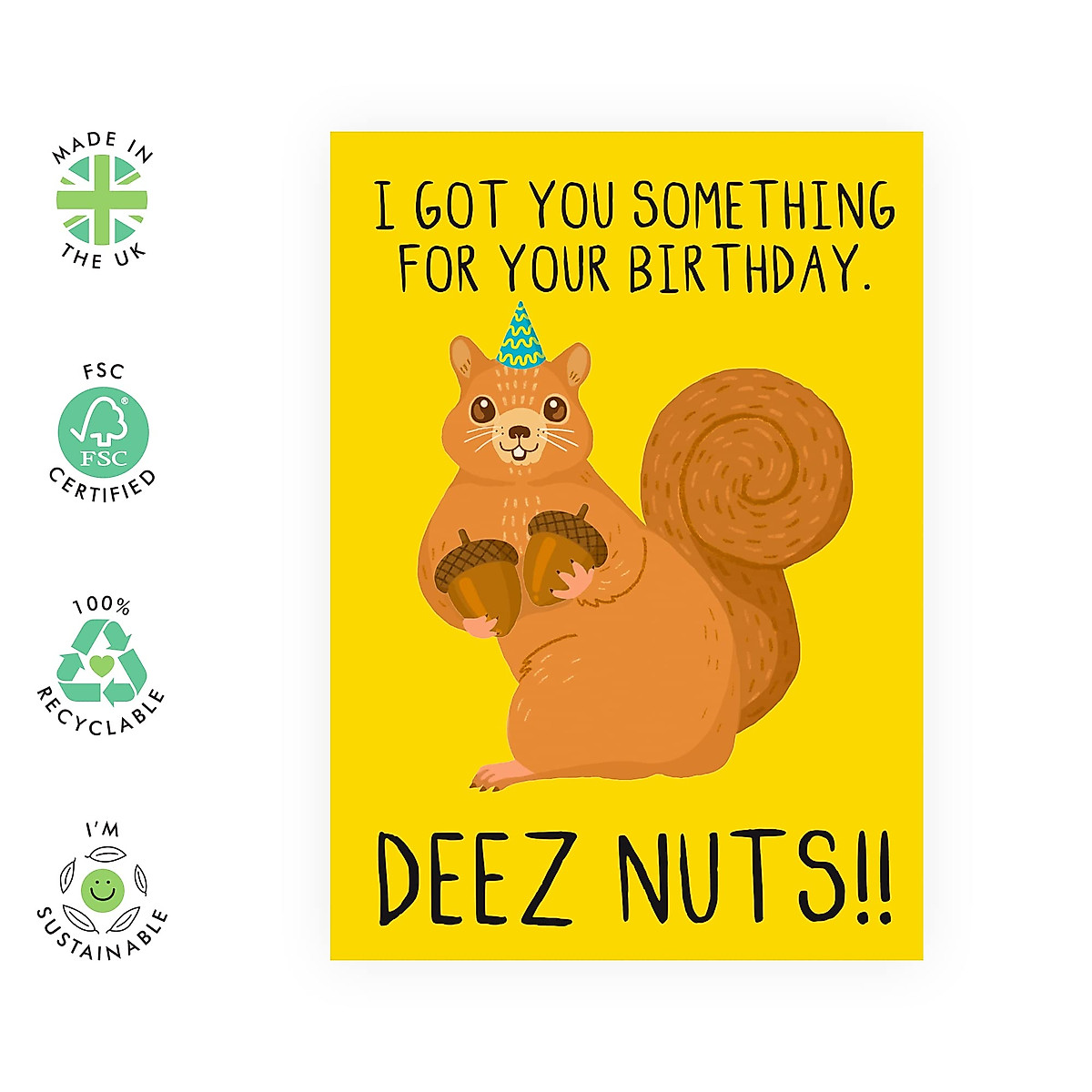 CENTRAL 23 Funny Birthday Cards For Men Women - Deez Nutz! - Friend Birthday Card Female - Gag Jokes Humor Gifts For Him Her - Comes With Fun Stickers
