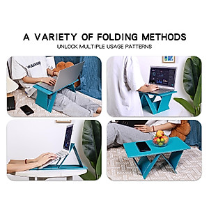 MRJKNRO.KJ Folding Table Desk at Home in The Office and car for Computer Laptop Pad Phone Reading Writing Easy to use Carry and stroage Lightweight… (Blue, 9.8“ X21.5“x 9.8")
