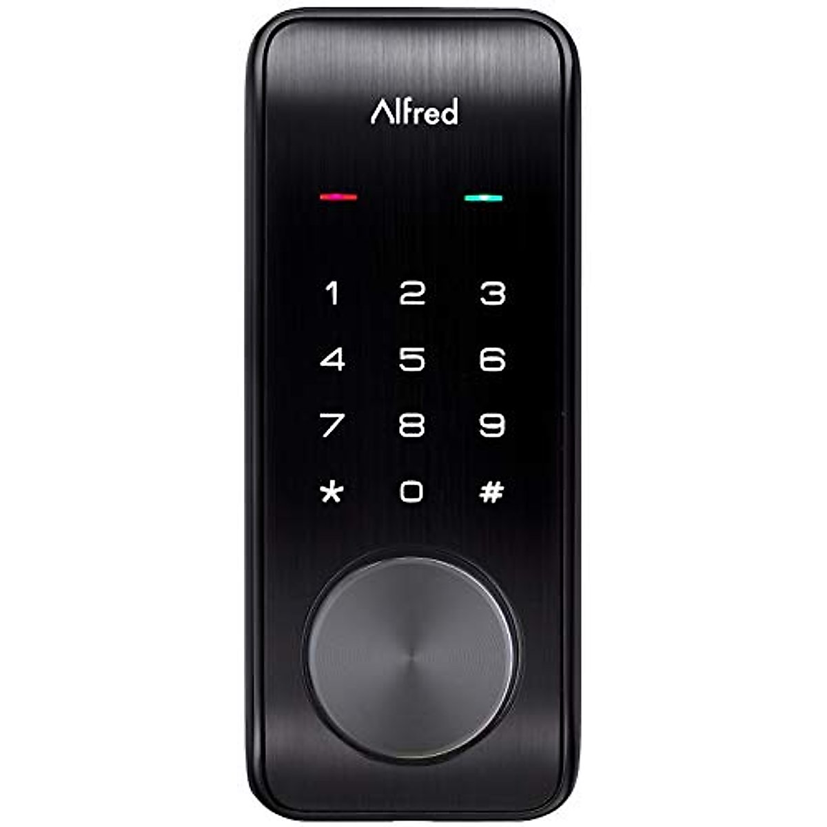 Alfred DB2-B Smart Door Lock Deadbolt Touchscreen Keypad, Pin Code + Key Entry + Bluetooth, Up to 20 Pin Codes (Black)