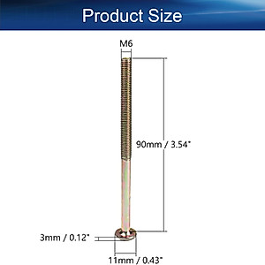Yinpecly M6x90mm Flat Head Socket Bolts Galvanized Finish Half Threaded Cap Screws Carbon Steel Hex Drive Cap Bolts Colorful 15Pcs