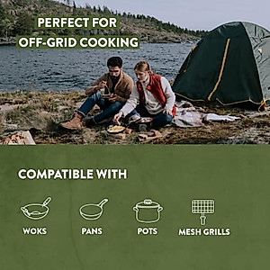 GasOne Premium Wood Burning Rocket Stove Camping for Backpacking, Hiking, RV and Survival - Insulated Barrel Stove Kit with Silicone Handles – Military Green