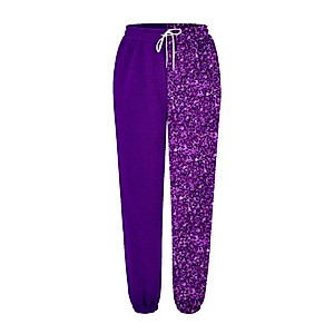 Christmas Lined Trouser Womens Casual Pants Drawstring Straight Wide Leg Pants with Pockets Elastic High Waist Loose Comfy Trousers Women's Cotton Linen Pants Summer Straight OHUS+31020SALE084