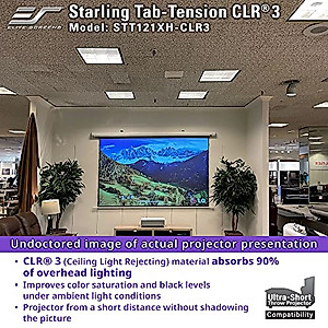 Elite Screens Starling Tab-Tension CLR® 3 Series, 121 INCH Diag.16:9 Ultra Short Throw Ceiling Ambient Light Rejecting (CLR/ALR) Electric Wall/Ceiling Retractable Projector Screen, STT121XH-CLR3