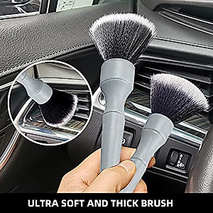 Kingsea Detailing Brush Set Ultra Soft Car Detail Brushes Scratch-Free for Elegant Surfaces, Interior Panels, Emblems, Air Vent, Wheel Nut, Badges, Dashboard (Gray)