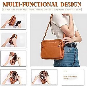 BOBOROI Crossbody Leather Shoulder Bags and Clutches for Women, Women's Purses and Handbags Small Size, Multiple Compartments (brown)