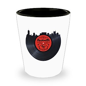 Nashville Music City Shot Glass for Country Music and Vinyl Fans_AB