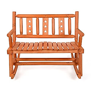 XCSOURCE Wood Rocking Chair Outdoor, Rocking Bench Outdoor with Paper Storage Bag, Rocking Patio Chair for 2 Persons, Porch Bench, Rocker Chair for Porch (Orange)