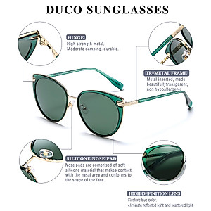 DUCO Cat Eye Sunglasses for Women Retro Polarized Womens Sun Glasses 90s Vintage Shades UV Protection DC1222