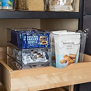 bHome & Co 4 Plastic Storage Containers For Organizing - Pantry Organization and Storage Bins, Acrylic Clear Plastic Storage Bins - Cabinet Fridge Freezer Bathroom Organizer Bins- Kitchen Organization