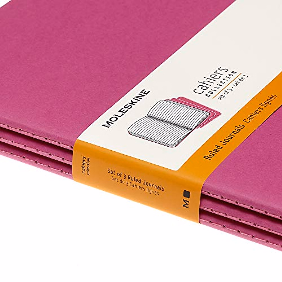Moleskine Cahier Journal, Soft Cover, XL (7.5" x 9.5") Ruled/Lined, Kinetic Pink, 120 Pages (Set of 3)