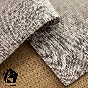 Kevin Textile Faux Linen Heat Resistant Placemats for Dining Table Set of 4, Easy to Clean Anti-Slip Place Mats, 13" x 19", Grey White