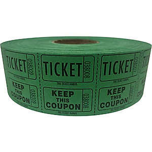 The Ticket Gurus-Raffle Tickets - (4 Rolls of 2000 Double Tickets) 8,000 Total 50/50 Raffle Tickets-(4) Green Rolls