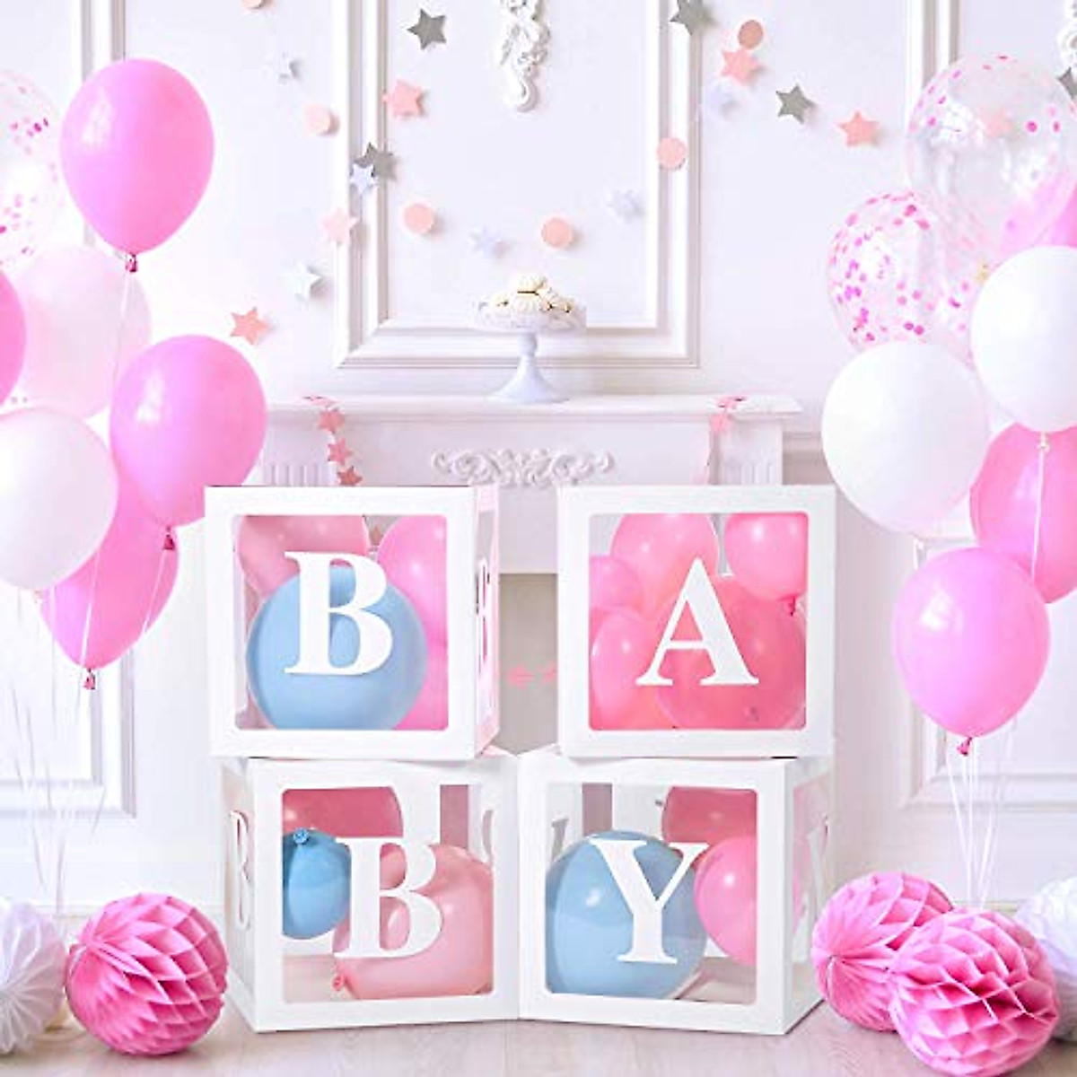 Baby Box Baby Shower Decorations Clear Baby Shower Decorations Block Boxes Baby Shower Birthday Party Gender Reveal Baby Boxes with Letters for Baby Shower