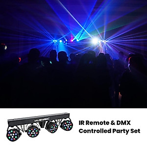 MUSYSIC LED RGB Dj Light with Stand, 4 Par Powerhouse GigBar for Parties, Concerts, and Light Shows, Lighting Package w/Stage Light Stand - MU-L31A