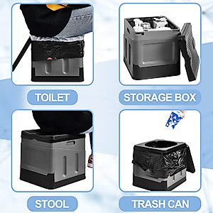 Portable Toilet for Camping Folding Portable Toilet for Adults Waterproof Camping Toilet with Carry Bag and Disposable Toilet Seat for Camping Hiking Outdoor Boating Car Long Trips Storage