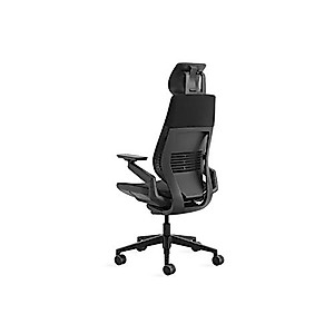 Steelcase Gesture Office Chair with Head Rest - Ergonomic Work Chair with Wheels for Carpet - Comfortable Office Chair - Intuitive-to-Adjust Chairs for Desk - 360-Degree Arms - Licorice Fabric