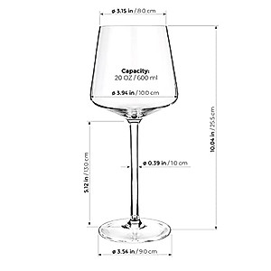 LUXBE - Crystal Wine Glasses Set 6, Red White Wine Large Glasses - 100% Lead-Free Glass - Pinot Noir - Burgundy - Bordeaux - 20.5-ounce