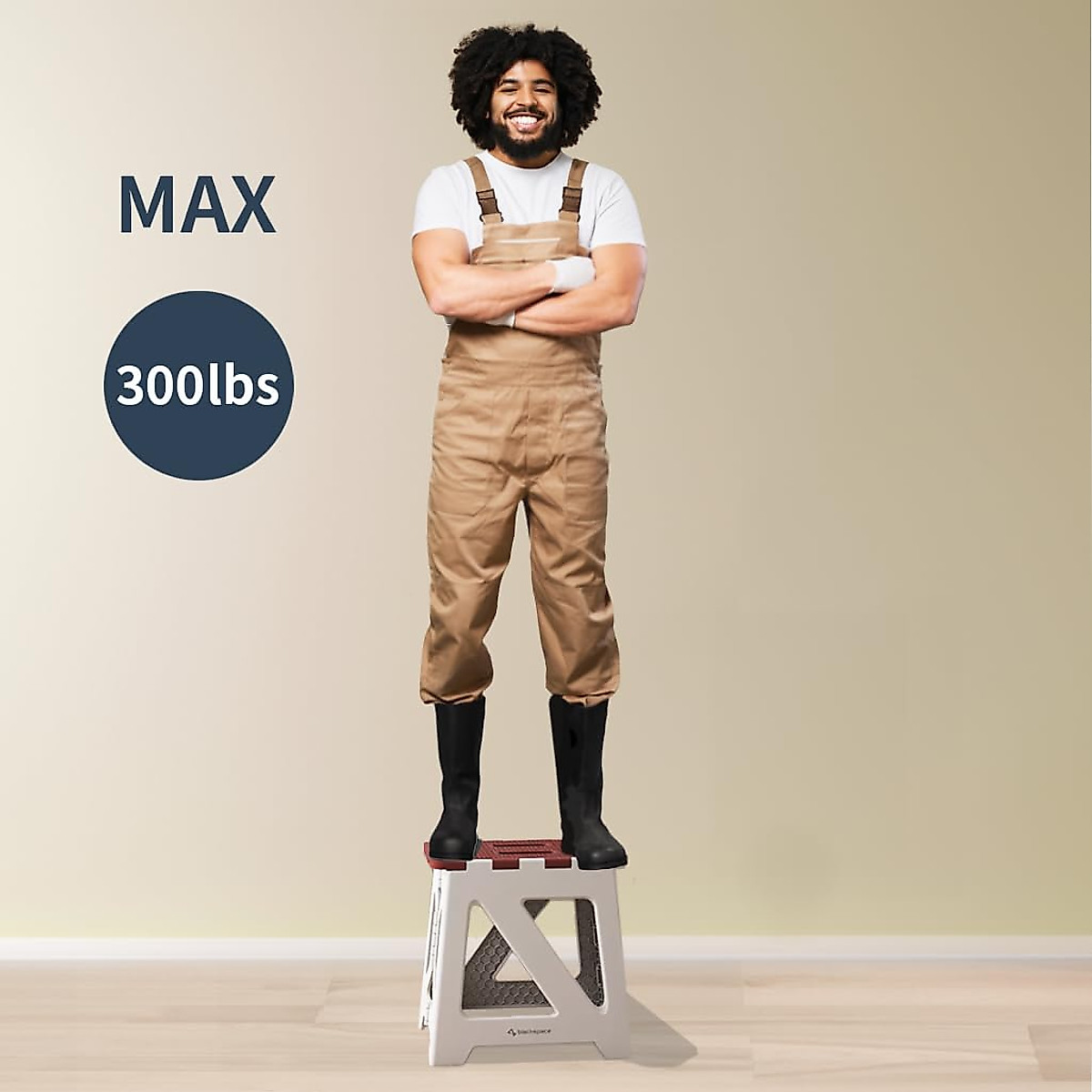 BLACKSPAC 13" Folding Step Stool for Kids or Adults, 300 lbs Capacity Non-Slip Compact Plastic Foldable Step Stool with Handle, Portable Lightweight Small Stool for Home or Kitchen(Grey)