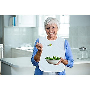 Personal Touch Deluxe Terry Adult Bibs with Closure, 100% Cotton, 3-Pack Size 18X30 (White)