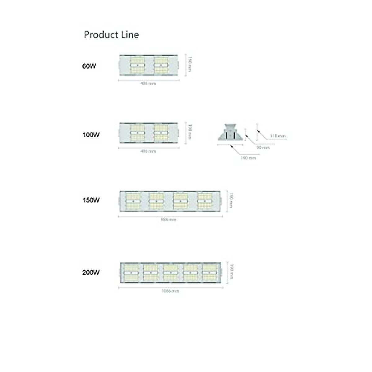200W Linear High Bay LED Light with PIR Sensor