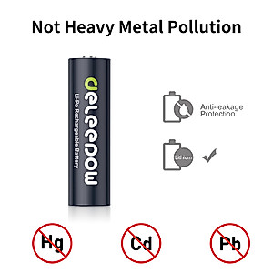 Deleepow 1.5V Rechargeable AA Batteries 3400mWh Lithium Batteries AA with LCD Charger 4 Count 1500Cycle