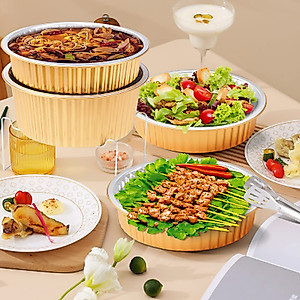 Riccioney 8 Set Disposable Chafing Dish Buffet Set Chafer Wire Racks Buffet Stand Set Food Warmer Catering Supplies Including Chafer Pans, Utensils and Buffet Stand