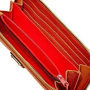 Dooney & Bourke Handbag, Pebble Grain Large Zip Around Wristlet - Brown