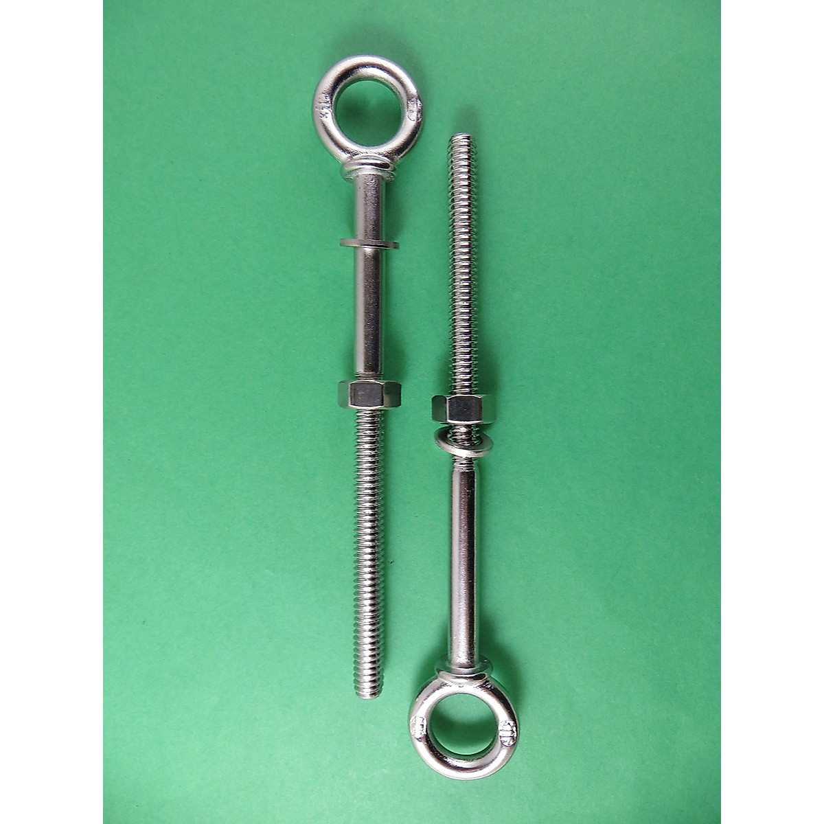 US STAINLESS 2 Pieces Stainless Steel 316 Eye Bolt 1/4" x 4" UNC Short Thread Marine Grade Pitch of 20
