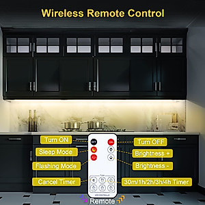 LAFULIT 10 PCS Under Cabinet Lights Kit, Stick on Lights, Flexible Led Strip Lights with Remote and Power Adapter, for Kitchen Cabinet Shelf Desk Counter Corner, 4000K Neutral White, 16.4ft
