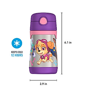 THERMOS Vacuum Insulated Stainless Steel 10oz Straw Bottle, Paw Patrol Girl