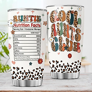 HUBUPU Cheetah Auntie Print Leopard, Aunt Gifts, Tumbler 20 Oz With Lid And Straw, Cool Aunt Club Nutrition Facts