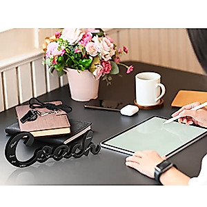 Yalikop 3 Pieces Coach Gifts, Coach Wood Sign, Coach Pen, Whistles with Lanyard, Coach Whistle, Wooden Letters Sign for Christmas Gift Men Women Referees Sports Coach Home Office Sports Decorations (Black Sign)