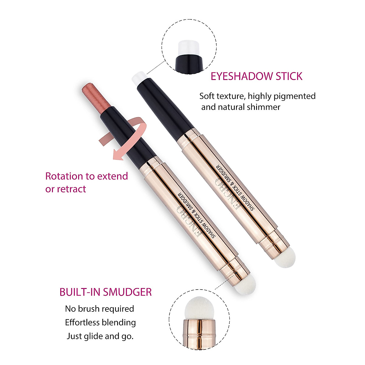 White Eyeshadow Stick, Eye Brightener Stick Eyeliner Pencil with Soft Smudger, Long Lasting Waterproof Eye Highlighter Makeup(01 Pearl White Shimmer)