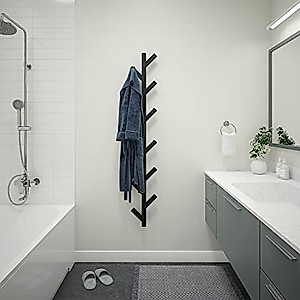 Ballucci Tree Coat Rack Wall Mounted, Wood Tree Branch Coat Hooks for Hats, Caps, Scarves, Umbrellas, Towels, Jewelry - Black