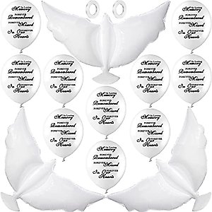 Jishi Dove Memorial Balloons to Release in Sky, Biodegradable Funeral Balloons Memorial Decorations for Celebration of Life Party Happy Birthday in Heaven, 30 Memorial Balloons & 3 White Dove Balloons