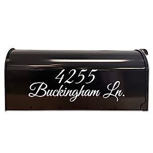 VWAQ Mailbox Address Decal Set of 2 - Insert Street Name & Address Personalized Decals CMB7 (White, 12" W X 4" H)