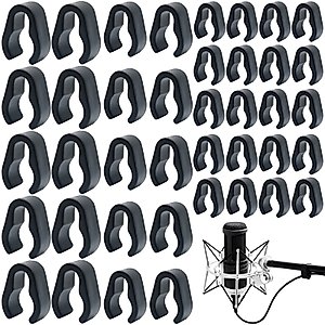 TBoxBo Mic Cable Clips 40 Pack Microphone Boompole Cable Clip Seturable and Flexible ABS Plastic Clips Mic Cable Clips Universal Microphone Boompole Cable Clip Set